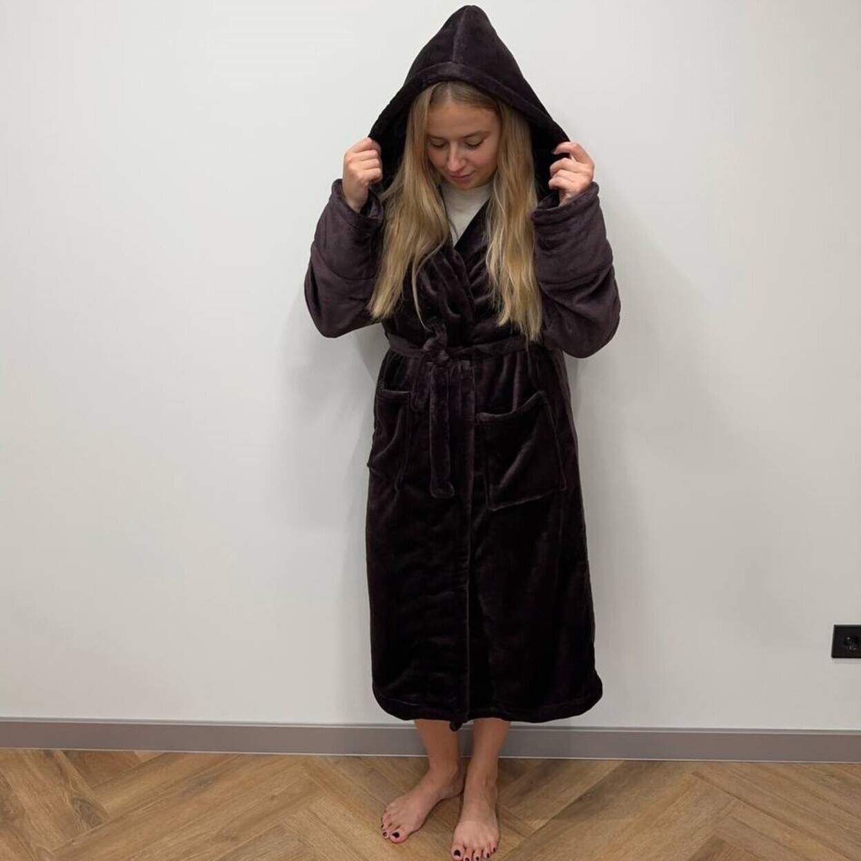 Халат унисекс плюшевый баклажановый 42-46 р H35 Ananasko (1000464 ...