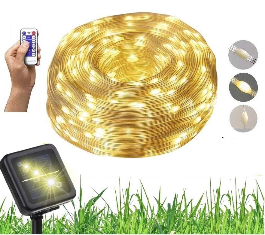Уличные гирлянды 50м 500лед светодиодные наружные садовые фонари Sunlamp на солнечной батарее с