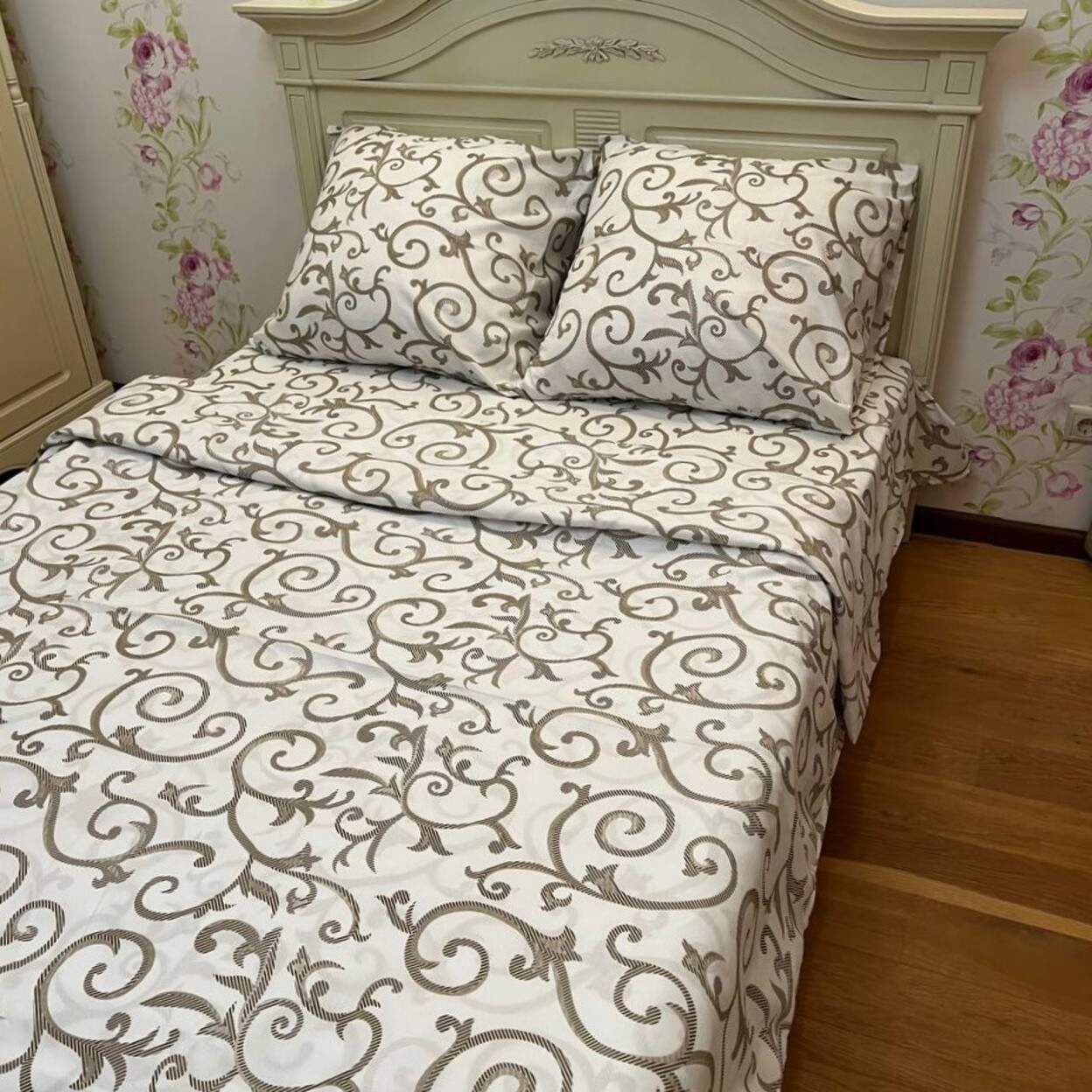 Постільна білизна двоспальна євро світло-бежева Абстракція Бязь ...