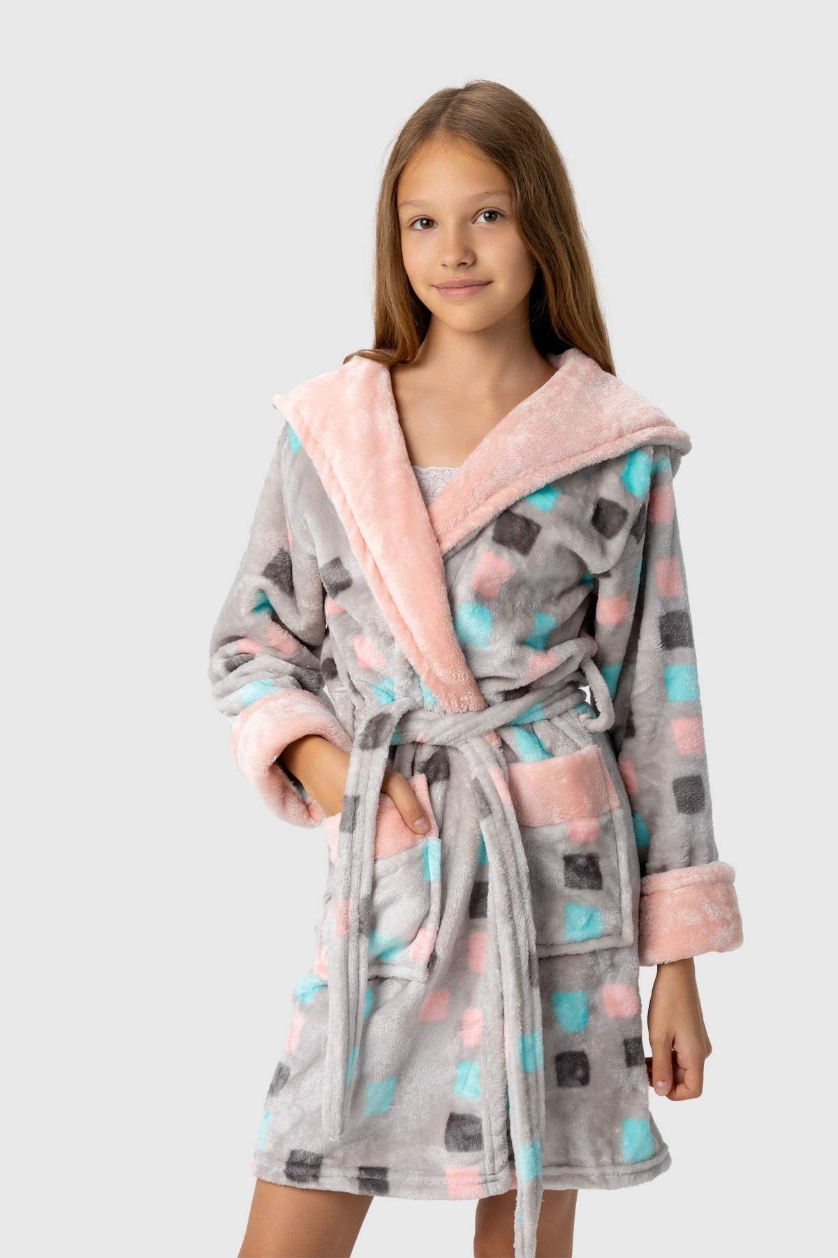 Халат для дівчинки Polar Квадрат S Рожевий (2000990048653) (1008364 ...