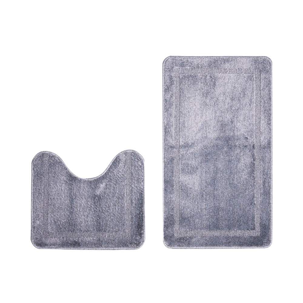 Килимок для ванної кімнати 57x100 57x50 Dariana Dariana 2шт тафтинговий сірий з вирізом сірий