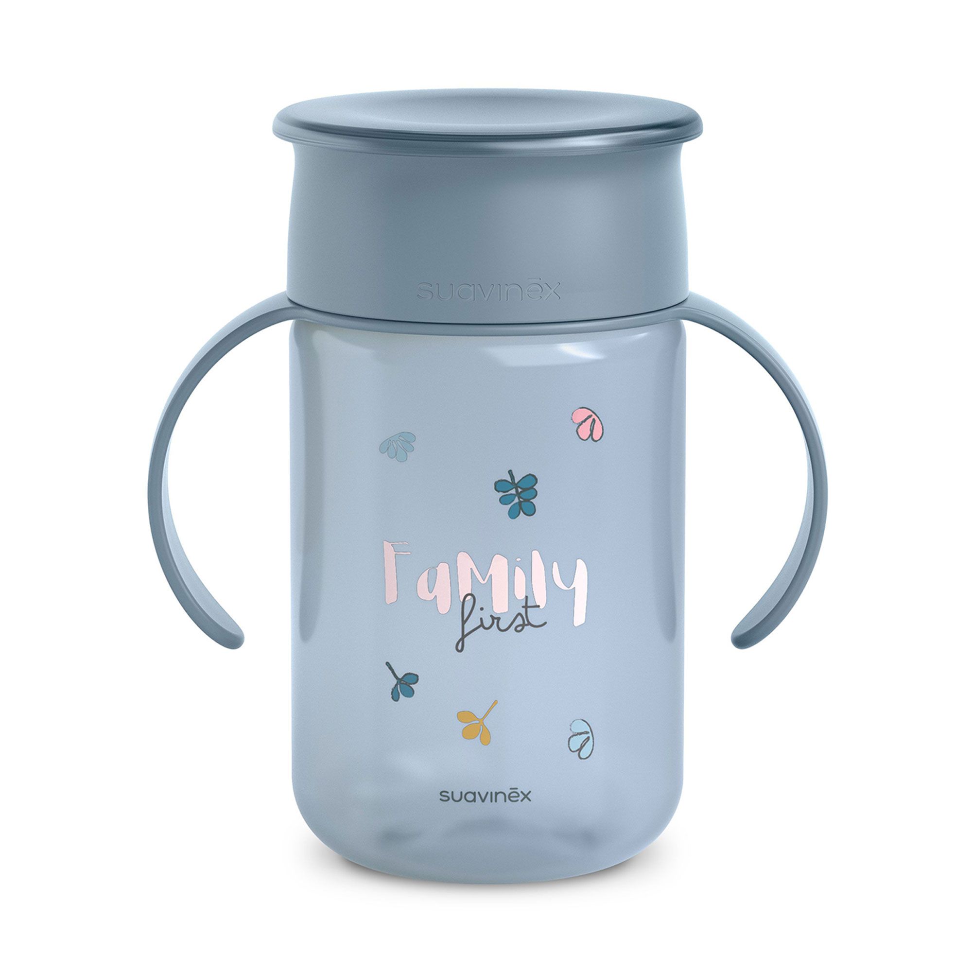 Пляшка-непроливайка Suavinex Bear Family блакитна, від 1 року, 340 мл ...