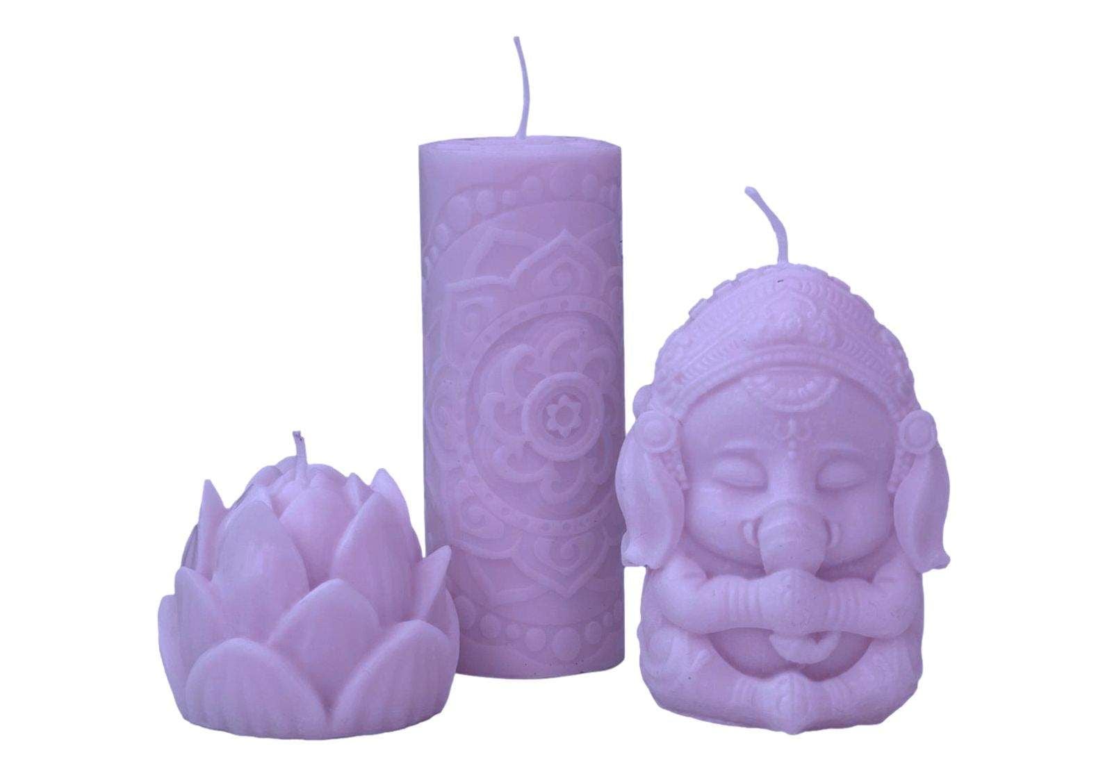 Подарунковий набір свічок із соєвого воску Rao 355 г лавандовий 3 шт ...