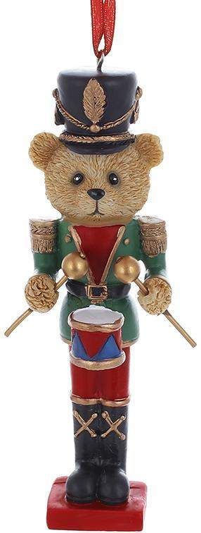 Новорічний набір 6 підвісних фігурок Ведмежатко Барабанщик 15 см у зеленому BonaDi (1015607 ...