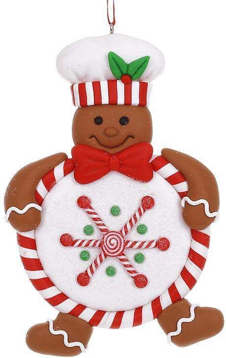 Набор 12 новогодних подвесок Прянично-Карамельный Повар 9х13см с глиттером BonaDi Tableware ...