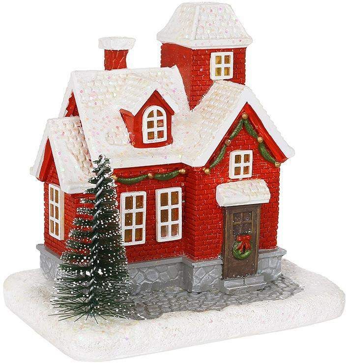 Декоративная фигура Новогодний Дом 12см с LED-подсветкой красный BonaDi Tableware souvenirs ...