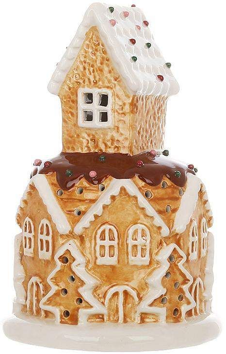 Декоративный Пряничный Домик 17см с LED-подсветкой коричневый BonaDi Tableware souvenirs ...