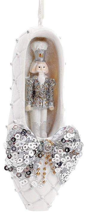 Набор 2 подвески Балетная туфелька со Щелкунчиком 11 3х7 6х3см серебро Bona Tableware Souvenirs
