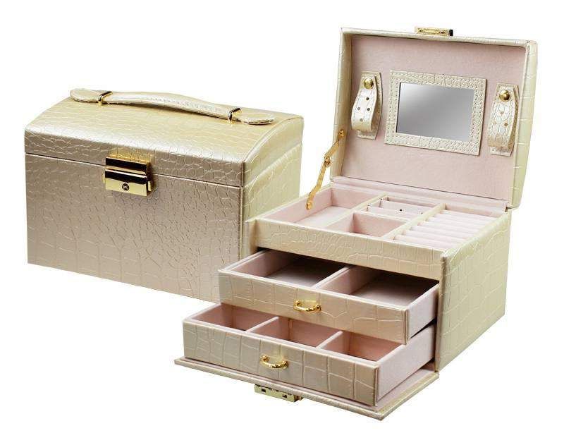 Скринька для прикрас Органайзер для ювелірних виробів Сундук для біжутерії Бежевий 1017912
