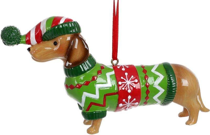 Ялинкова игрушка BonaDi Dachshund in a sweater 13х7.5х3 см Різнокольоровий DP232137 (1023016 ...