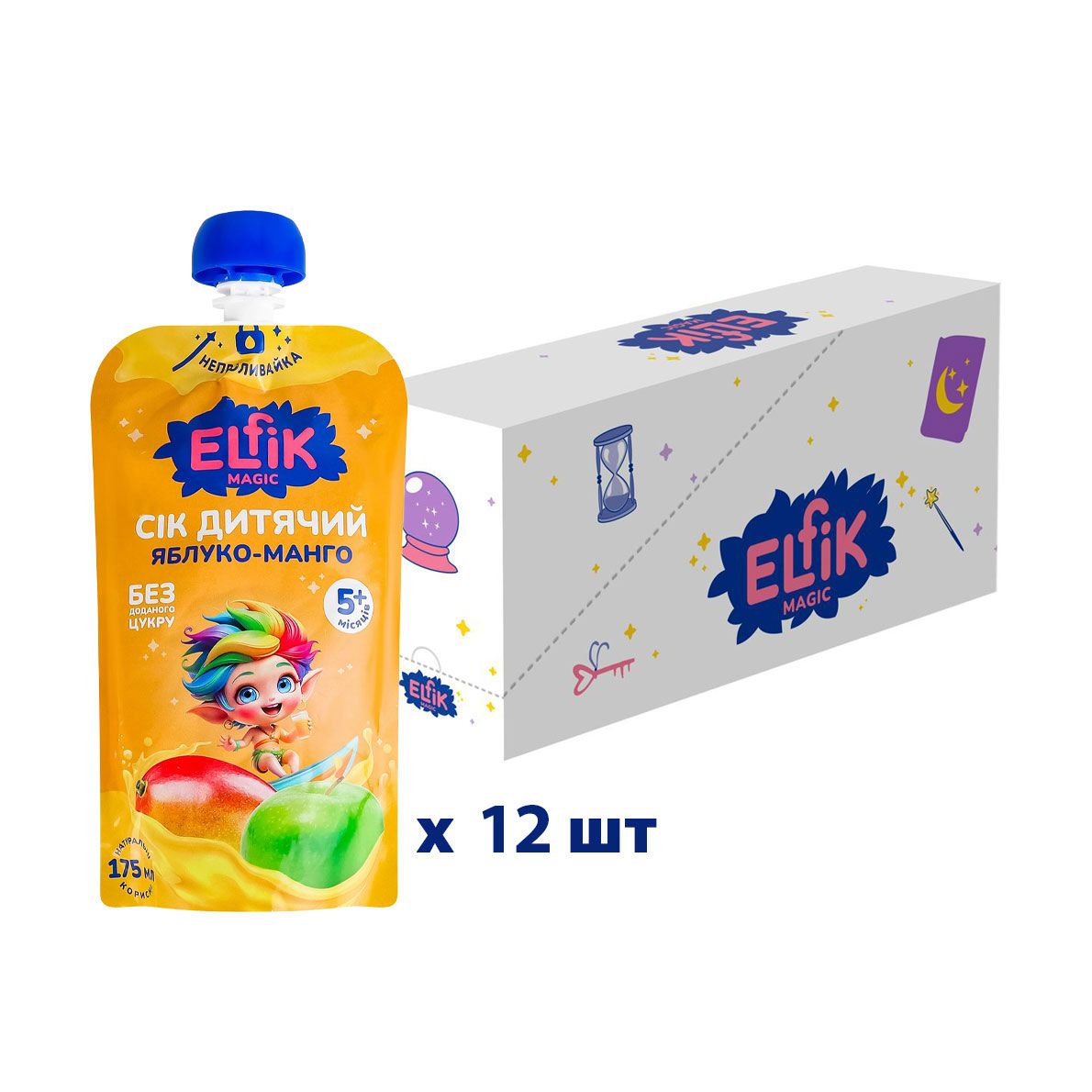 Сок детский Elfik Magic Яблоко-манго, без добавленого сахара, от 5 месяцев, 12*175 мл - купить ...
