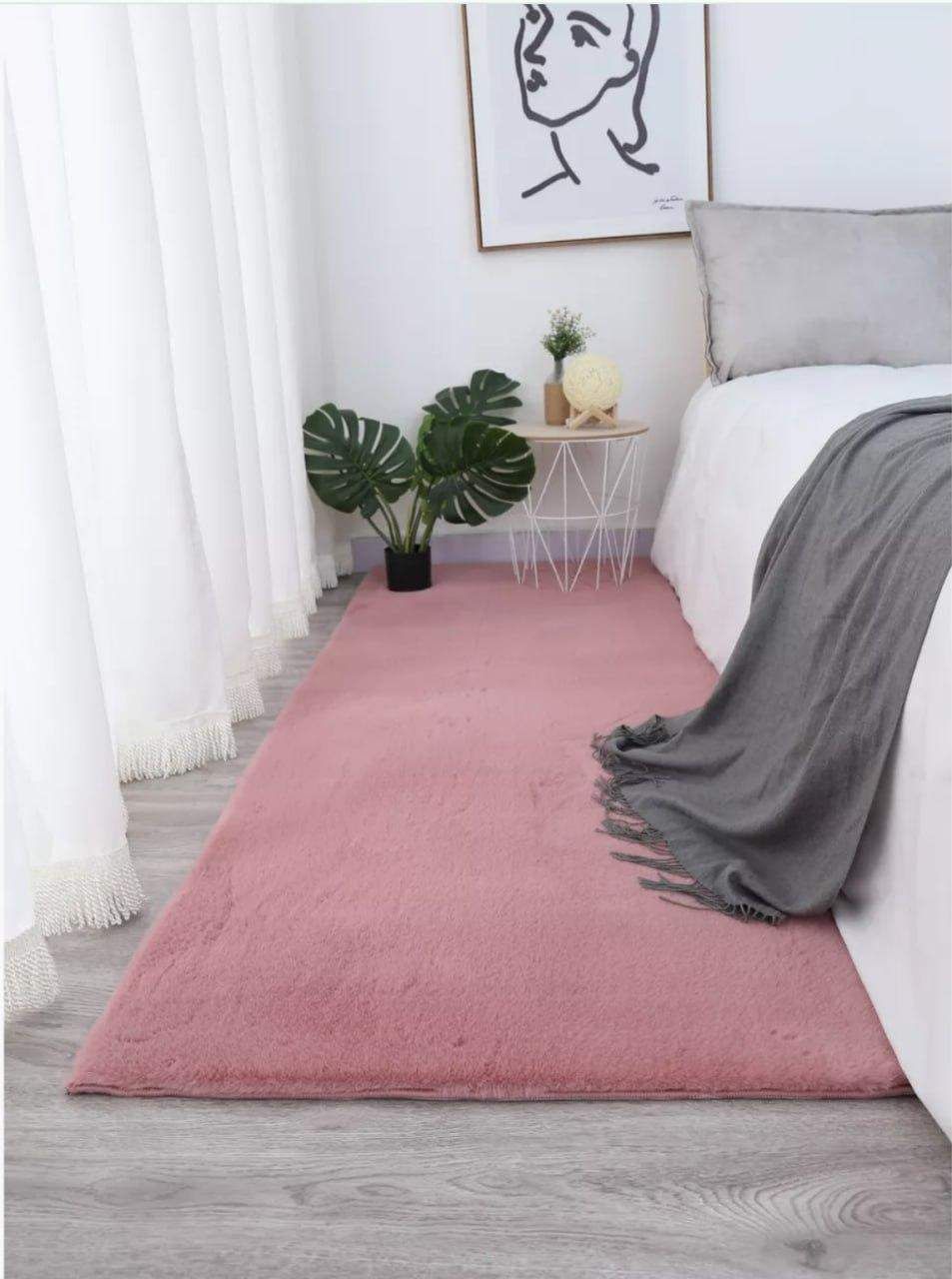 Килим з високим ворсом з антиковзким покриттям 90х180см Рожевий (П4К-am ...