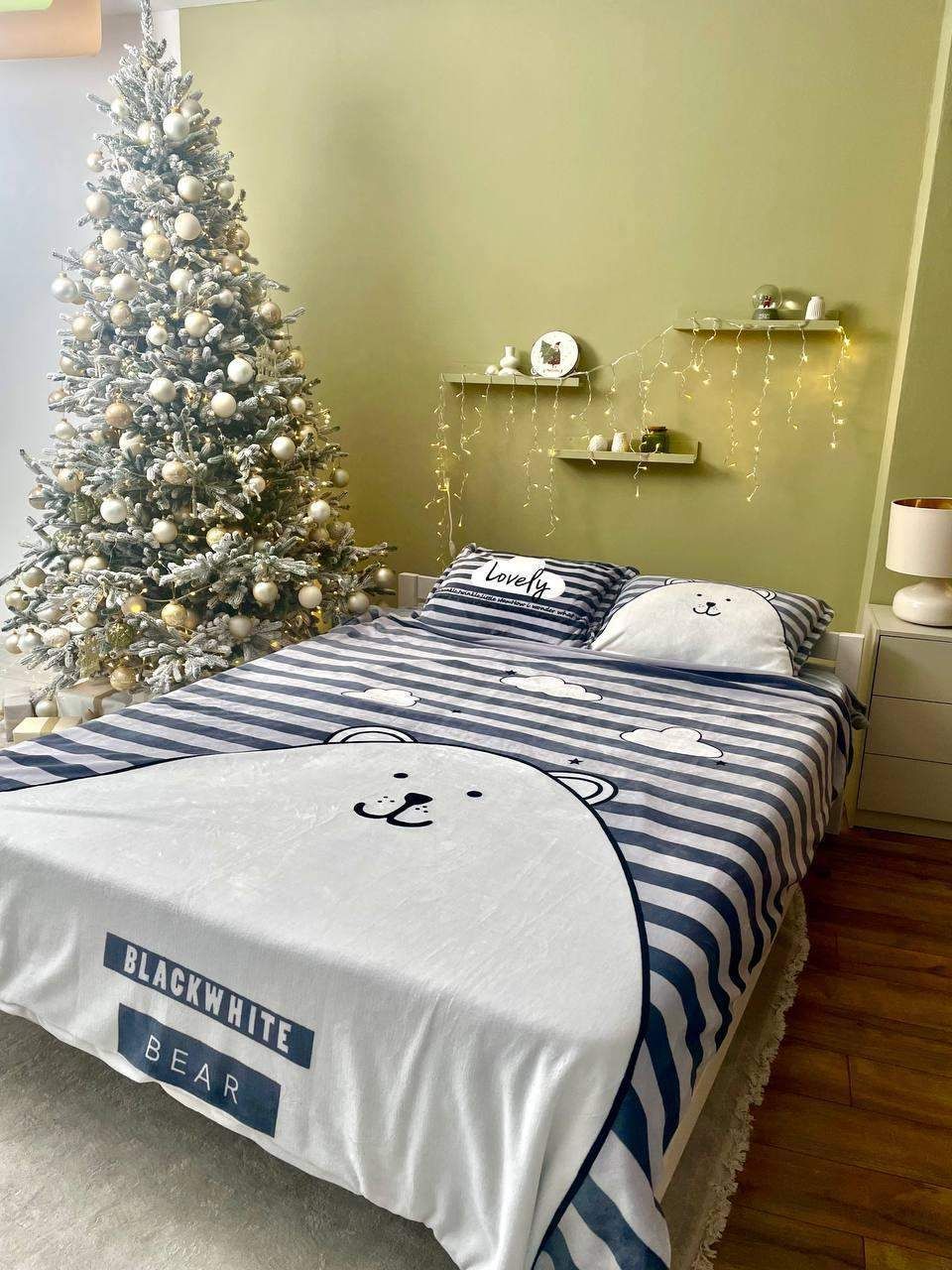 Постільна білизна Мікрофібра Двоспальний 180х215 наволочка 50х70 2шт Синій з білим (П-al-plush4 ...