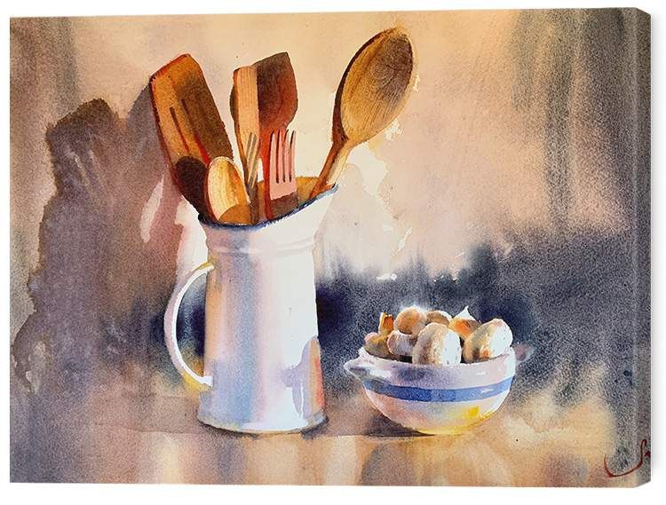 Картина на полотні Глек з деревяними ложками 60х80 см 1052099 — купити на Eva Ua — ціна 1191 грн