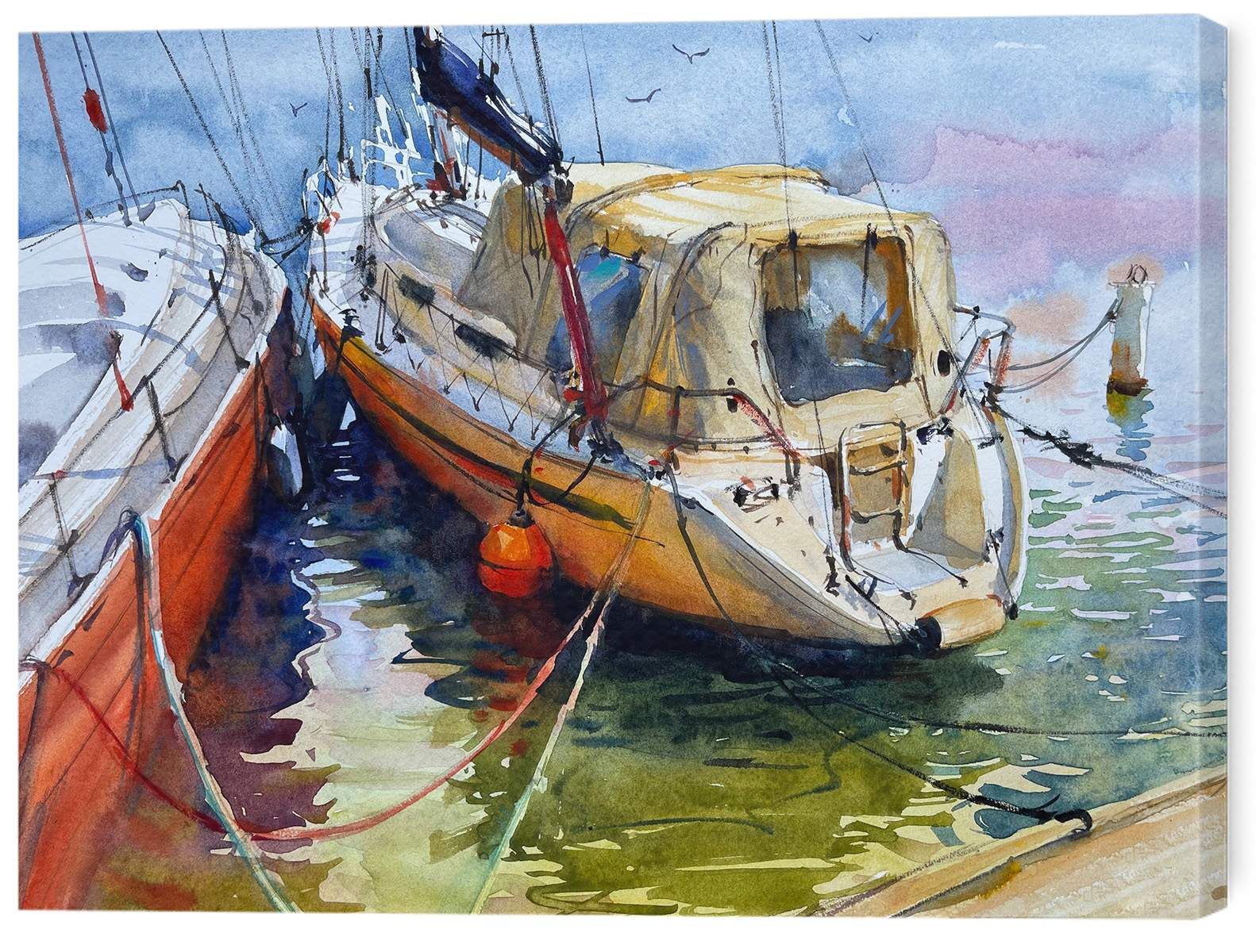 Картина на стену в гостиную / спальню Яхты в порту 50х70 см (1052271 ...