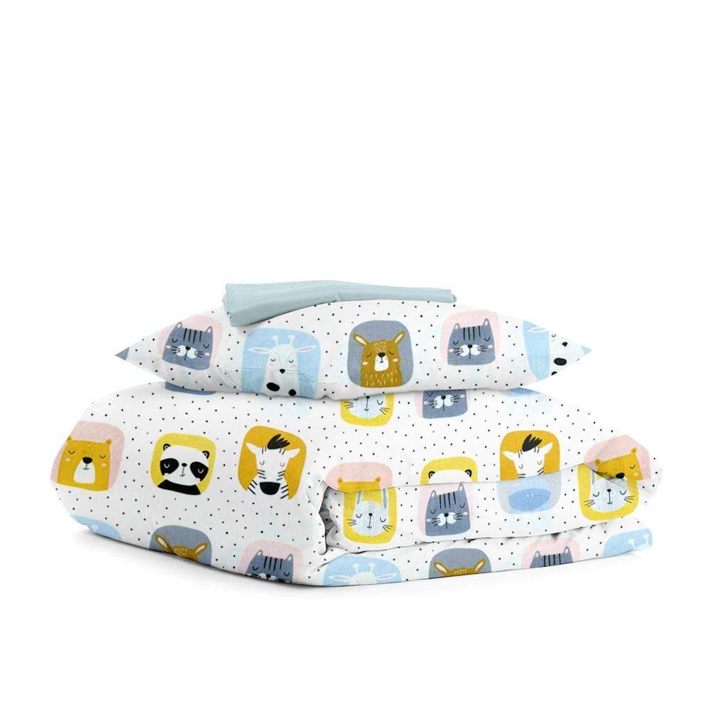 Підліткова постіль з простирадлом на гумці LIGHT BLUE ANIMALS COSAS ...