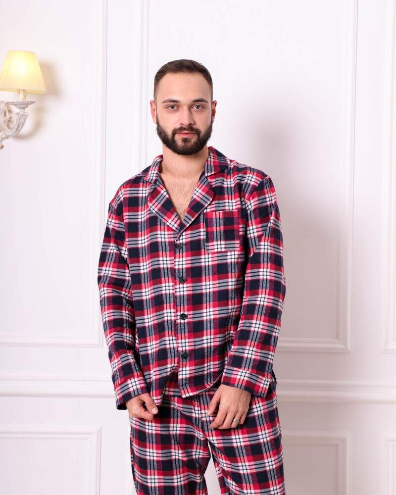 Піжама чоловіча на ґудзиках клітина байка 46 червоний (5049) (1067682 ...