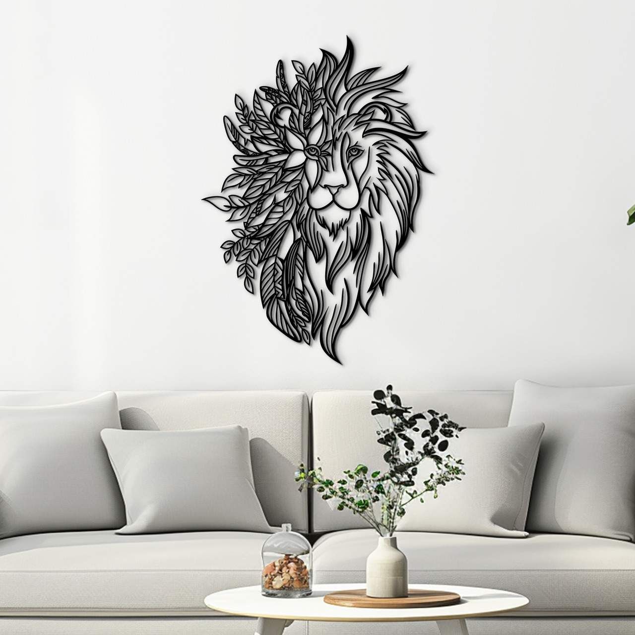 Декоративне панно на стіну Woodyard Сучасна картина для інтерєру Квітковий Лев стильний лофт