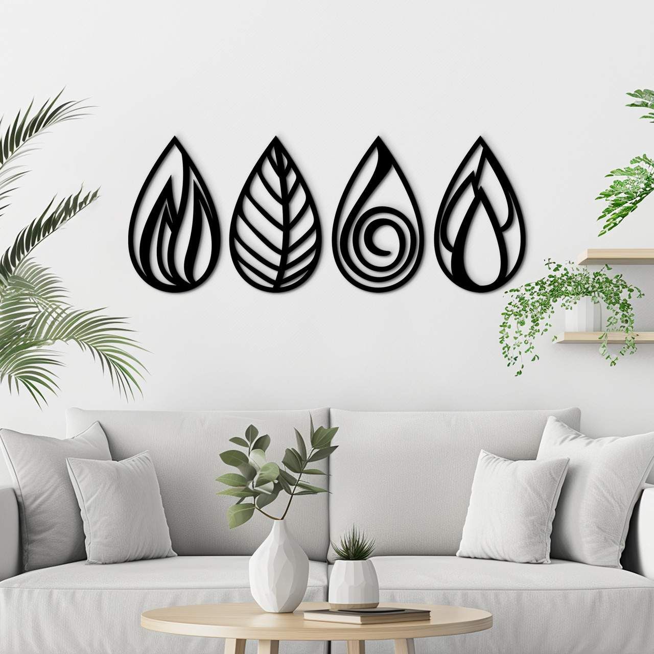 Настінний декор для кімнати Woodyard декоративне панно з дерева Чотири Стихії Краплі картина