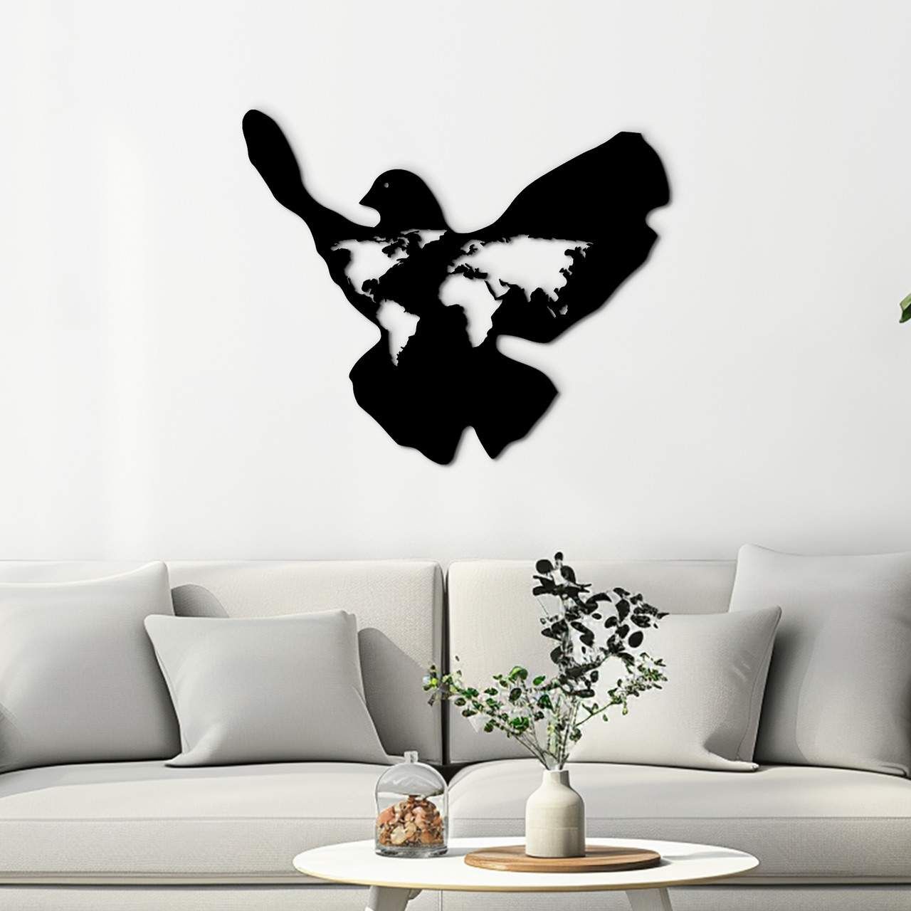 Настінний декор для дому Woodyard декоративне панно з дерева Карта світу птах стильний лофт