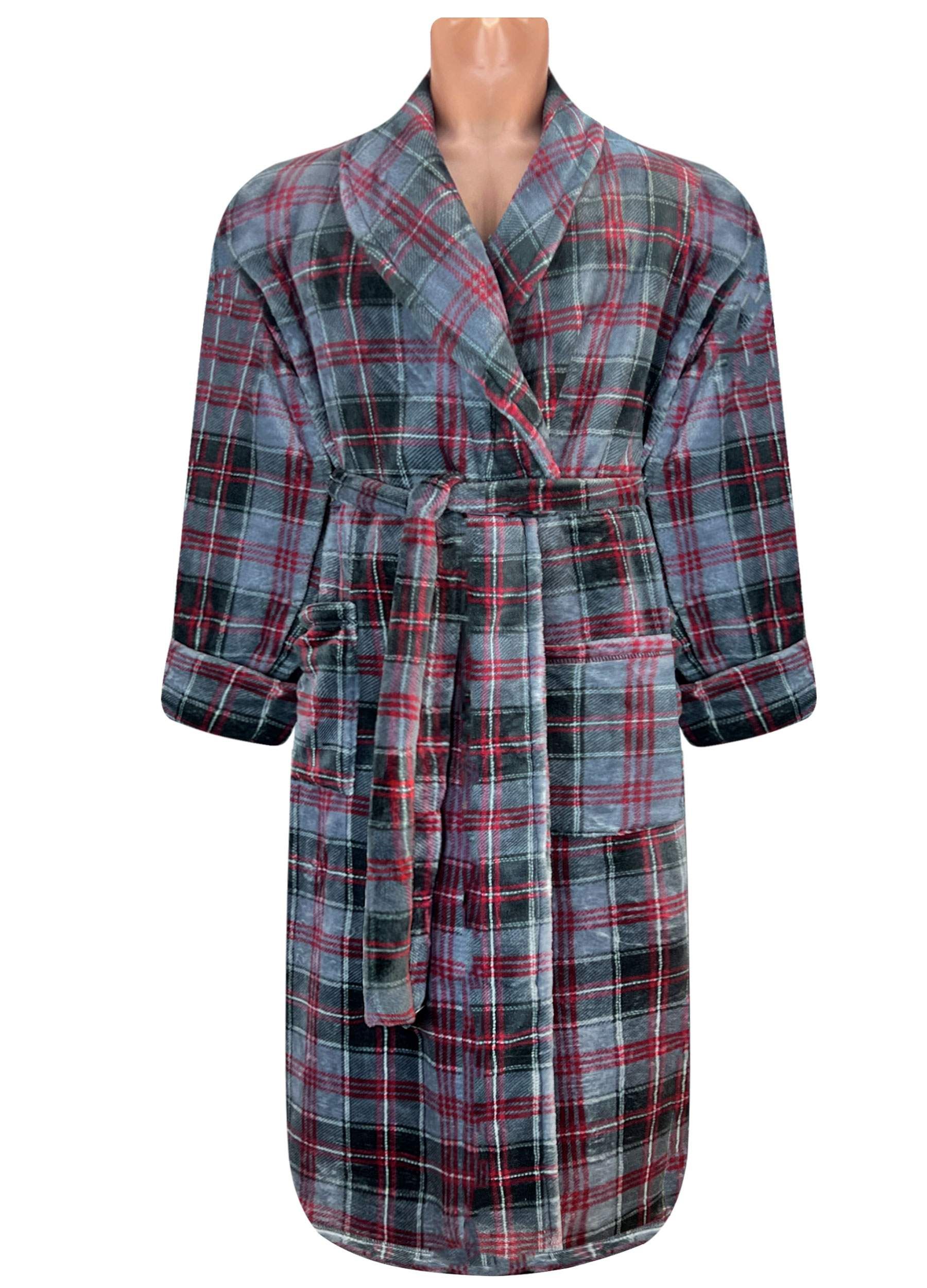 Халат махровый мужской клетка 60-62 серый Жемчужина Стилей Aрт(1387 ...