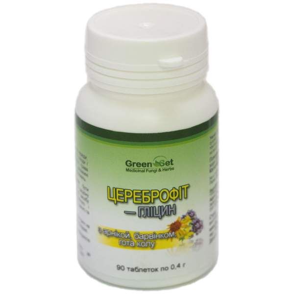 Комплекс для профілактики роботи головного мозку GreenSet Цереброфіт - Гліцин 90 таблеток ...