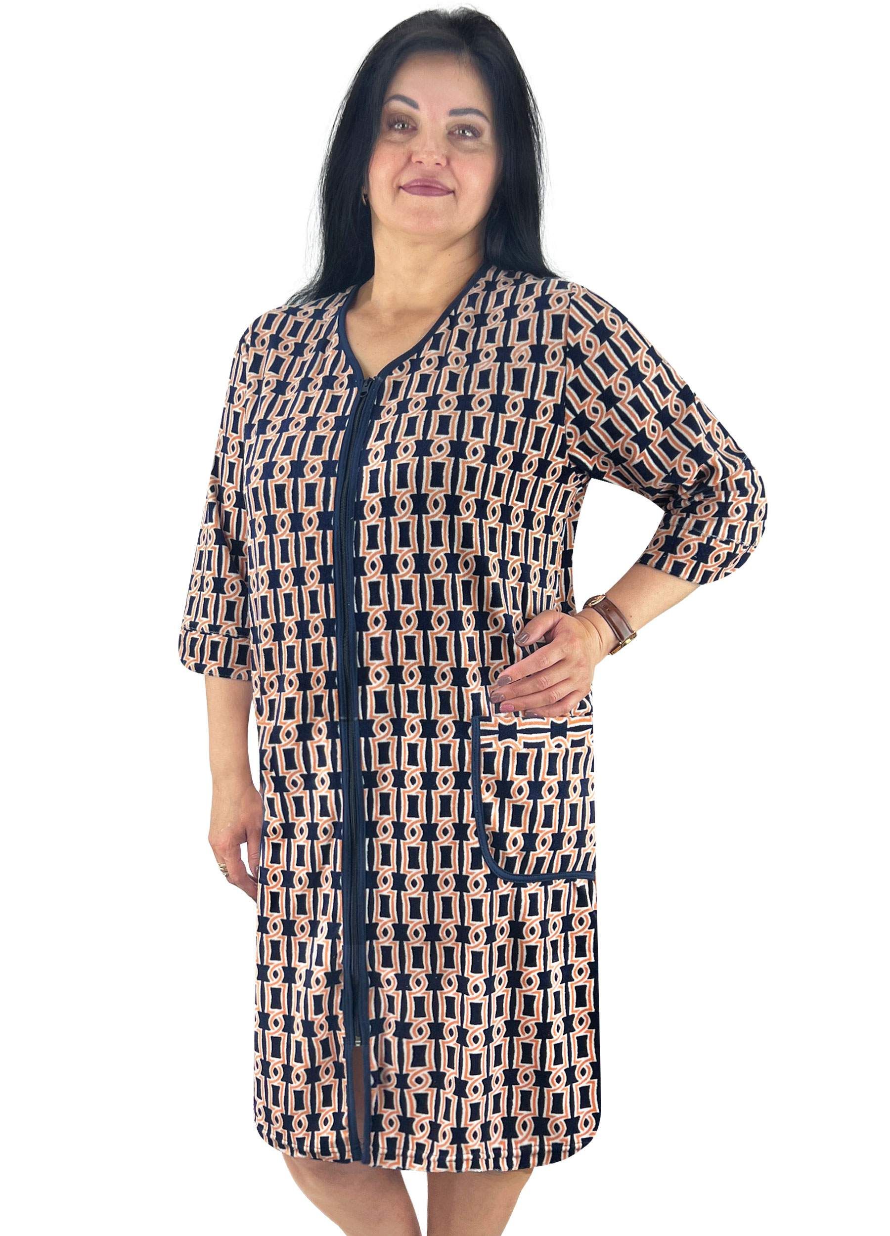 Халат велюровый цепочка 50 коралловый Жемчужина Стилей Aрт(4620 ...