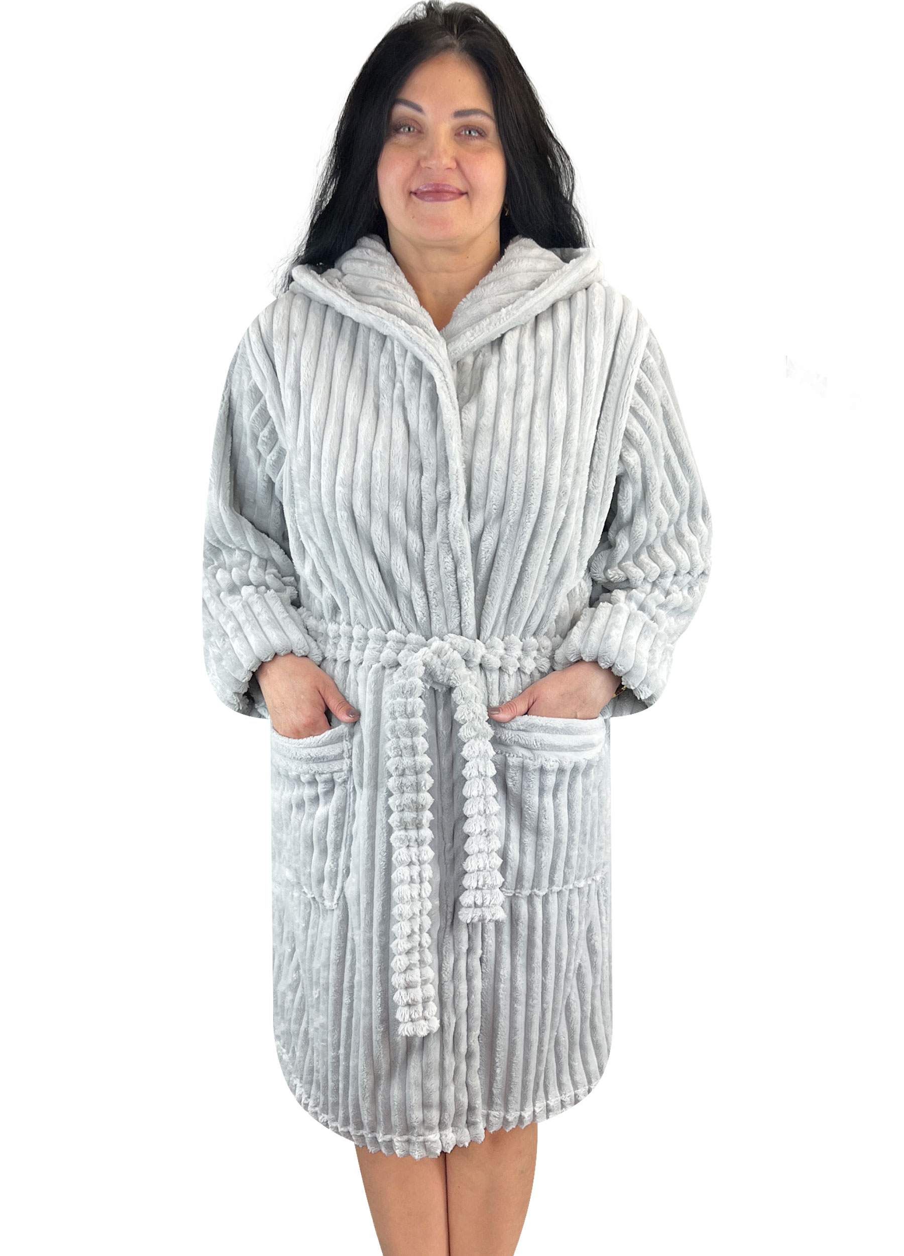 Халат махровый на запах 52 серый Жемчужина Стилей Aрт(4636) (1105764 ...