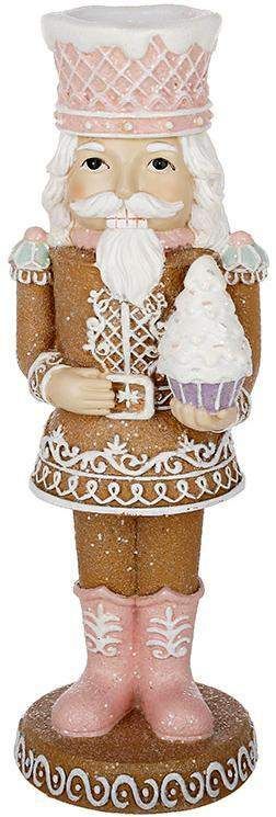 Підсвічник декоративний Пряничний Лускунчик 25см з імбирним гліттером з рожевим BonaDi Dukor ...