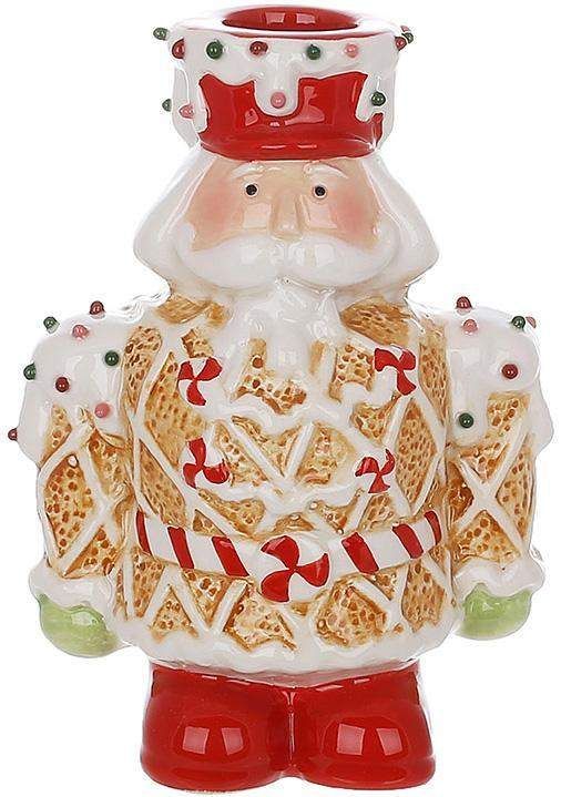 Набор 2 керамических подсвечника Пряничный Солдатик 8.5х6х13см в коричневом мундире BonaDi Dukor ...