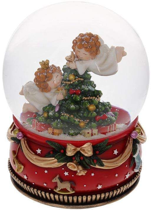 Музичний водяний шар Ангели з Ялинкою 21см із заводним механізмом BonaDi Dukor (1108077 ...