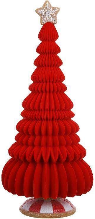 Декоративна фігура Зефірно-Прянична Ялинка 53см з флоковим напиленням червоний BonaDi Dukor ...