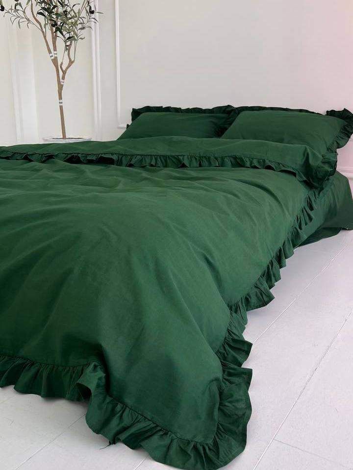 Постільна білизна з рюшею сімейний Бязь Gold Luxe на блискавці ...