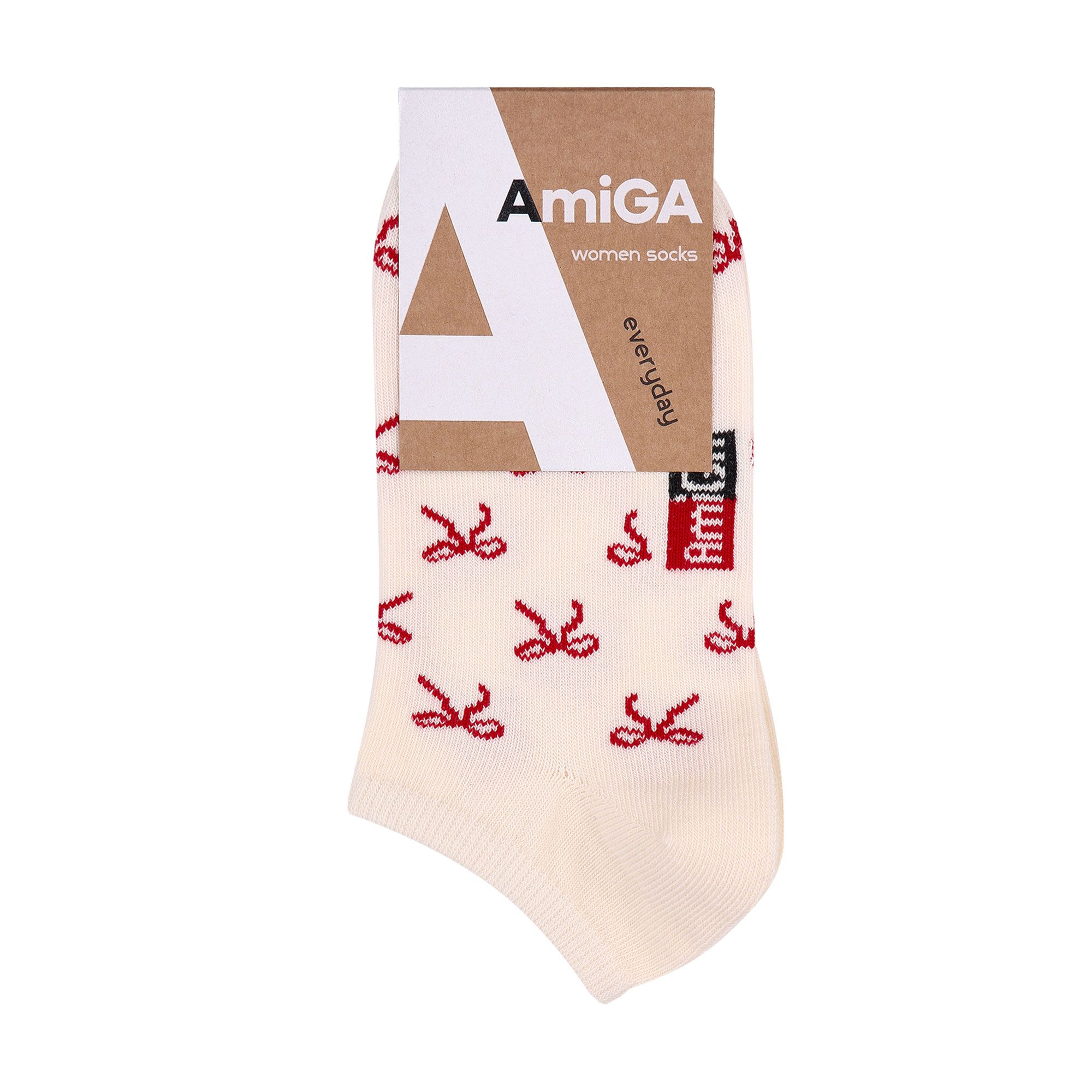 Носки женские AmiGA укороченные, банты, красные, размер 23-25 - купить ...