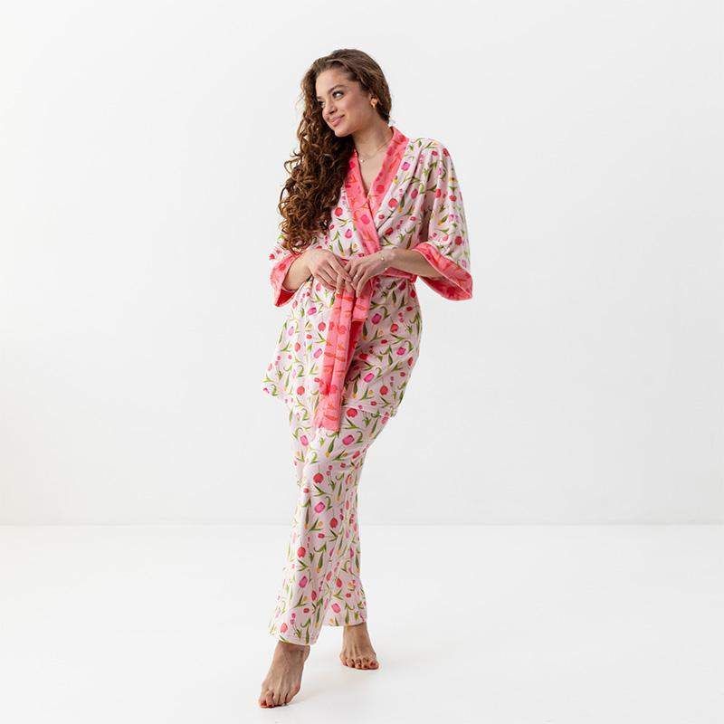 Піжама Тюльпанчик жіноча халат + штани преміум велюр плюш S 3412 ...