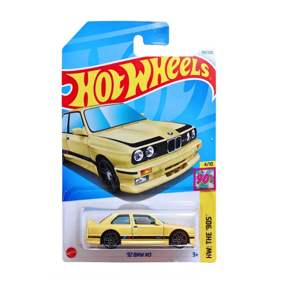Базовый автомобиль Hot Wheels 92 BMW M3, желтый с черной полосой, от 3 лет, 11*3.5*11 см (5785 ...