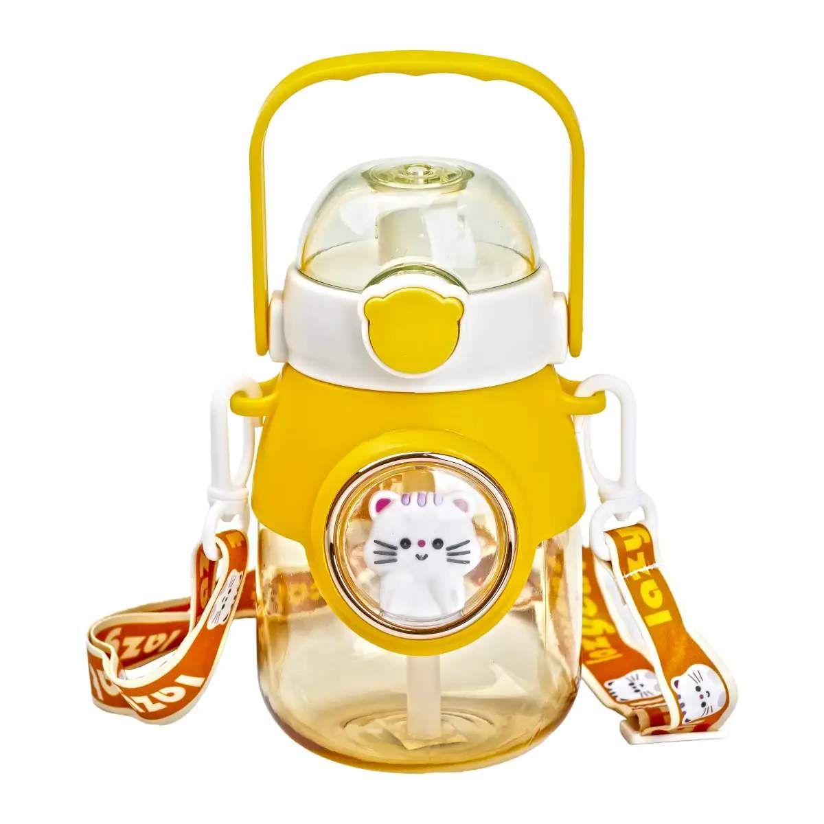 Бутылка для воды детская 820 мл Happy Life с ручкой и ремешком ...