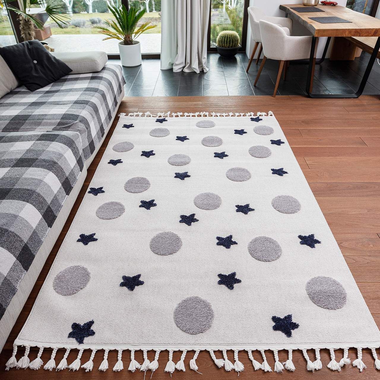 Ковер BILBAO KIDS GD75A 1,6Х2,3 Белый с серым прямоугольник (1152258 ...