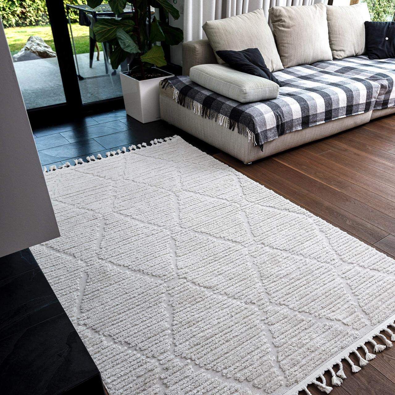 Килим BILBAO Y617B 2Х4 Білий з коричневим прямокутником (1152472 ...