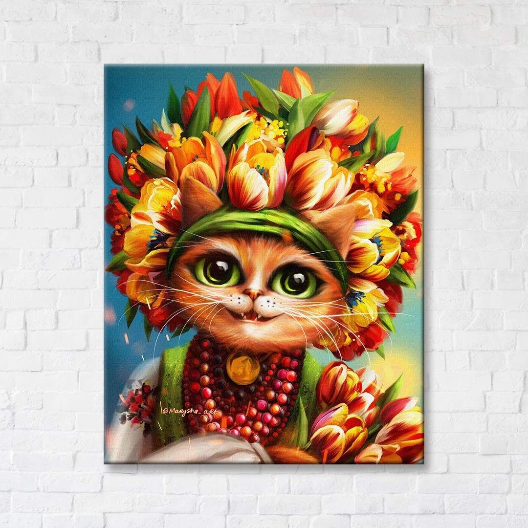 Постер на полотні Весняний киця Мариянна Пащук Brushme 40x50 см ...