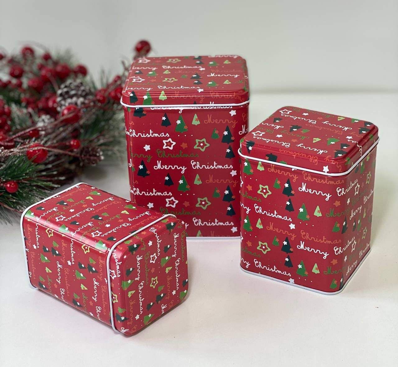 OLENS Набір банок Olens 400г/200г/100г "Новорічна червона", 500г 6945-27-5 (UA_.422.86_.191.437. ...