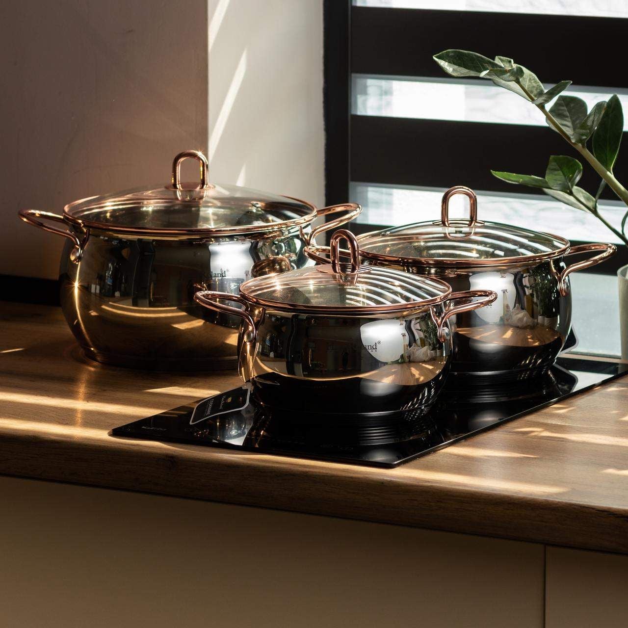 Набір каструль Haus Roland з нержавіючої сталі Yiwu 6,1/2,6/3,6 л, хром ...