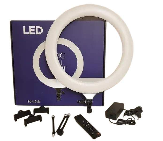 Лампа кільцева світлодіодна OPT-TOP Led-YQ-460B з 3 тримачами для телефону пультом 45 см ...