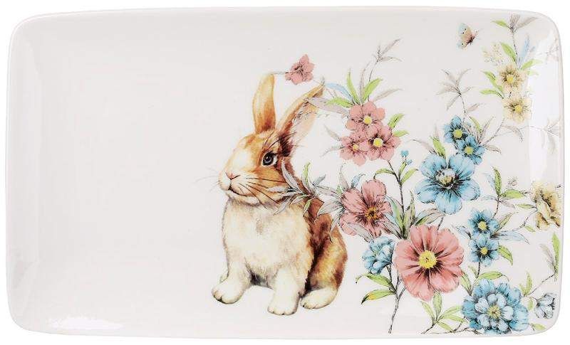 Набор 6 фарфоровых тарелок Happy Rabbit 21х13см прямоугольные BonaDi (1174093) — купить на EVA ...