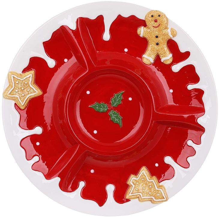 Менажниця-страва керамічна Пряникова Людина Ø35см 4-х секційна BonaDi (1174502) — купити на EVA ...