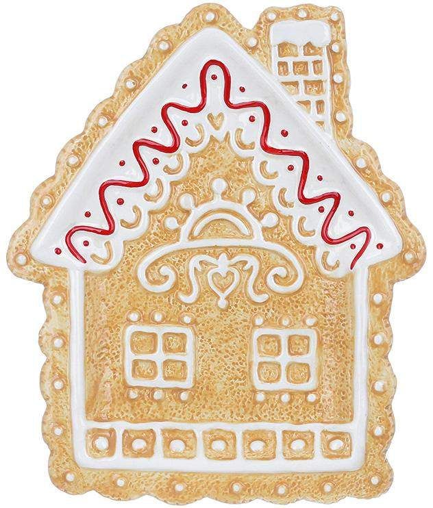 Набір 4 керамічні тарілки Пряничний Будиночок 26х22см світло-коричневий BonaDi (1175524 ...