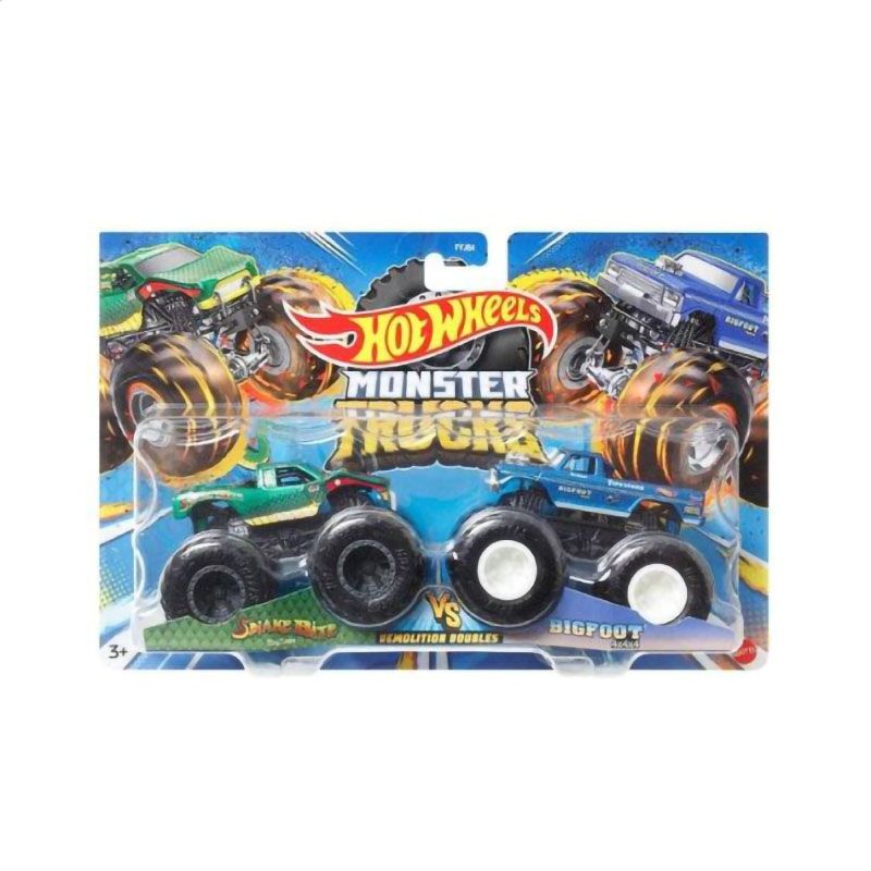 Набір машинок-позашляховиків Hot Wheels Monster Trucks Snakebite/Bigfoot 4X4X4 зелено-синій, від ...