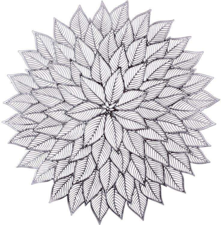 Набір 4 килимка сервіровки Margrese Срібна Астра Ø38см плейсмат підтарельники BonaDi (1189229 ...