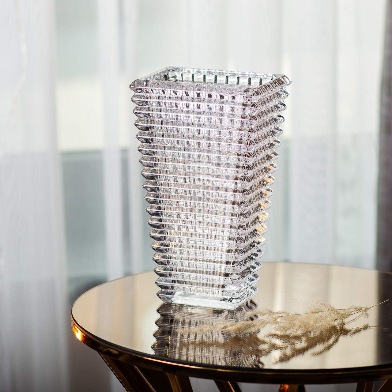 Ваза декоративна Longstar Yiwu скляна під кришталь 22 см прозора 1189497 — купити на Eva Ua