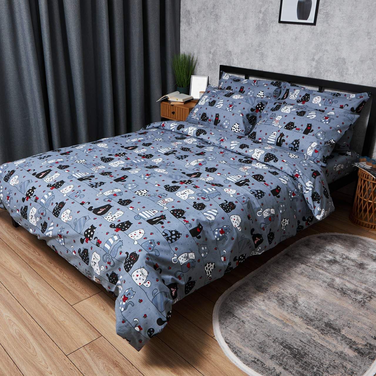 Пододеяльник Moon&Star Бязь Gold Люкс Feline Fun Евро 200 x 220 см ...